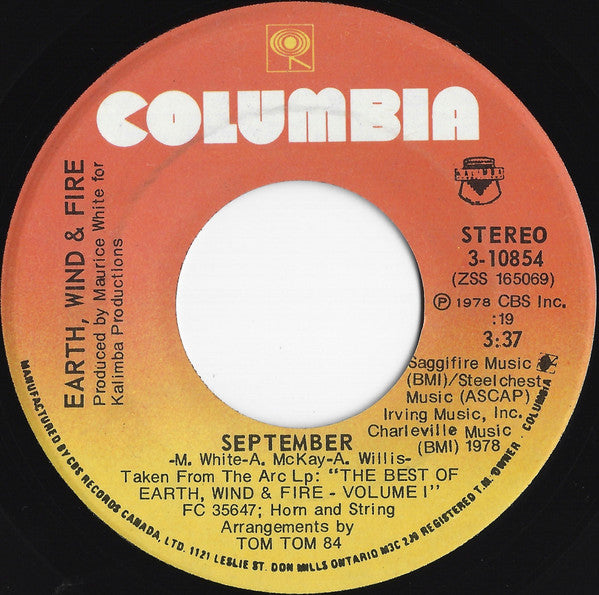 Earth, Wind & Fire ‎– September (Vg+) – Le 33-45